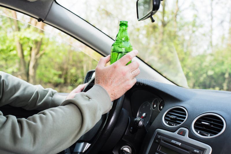 Man Drinking Alcohol in the Car. Stock Photo - Image of speed, safety ...
