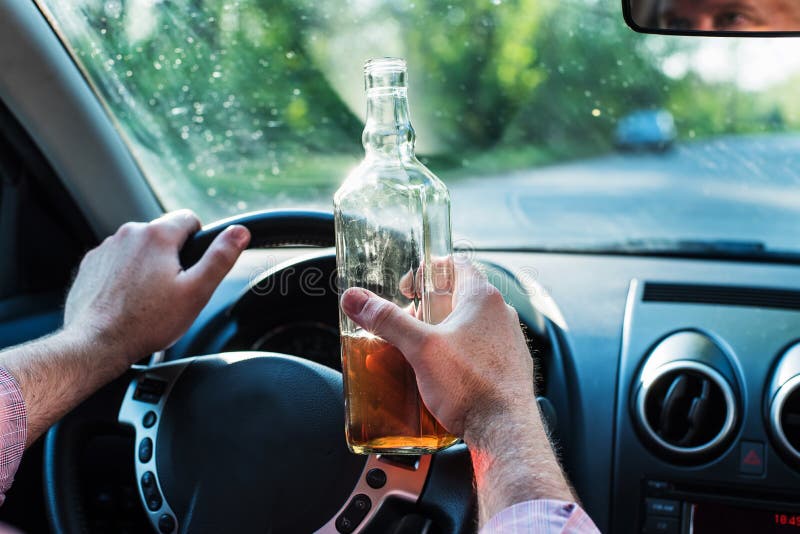 Man Drinking Alcohol in the Car. Stock Photo - Image of dependence ...
