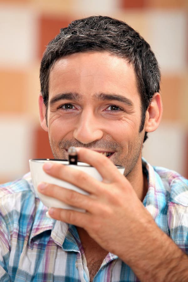 Man drinking coffee stock image. Image of aging, front - 35530335