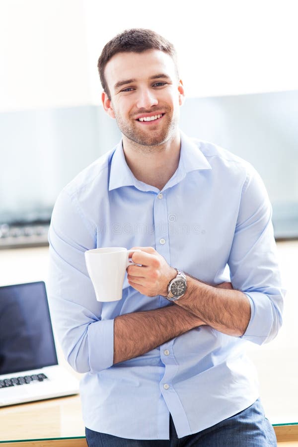 Man with coffee stock photo. Image of caucasian, break - 15196732
