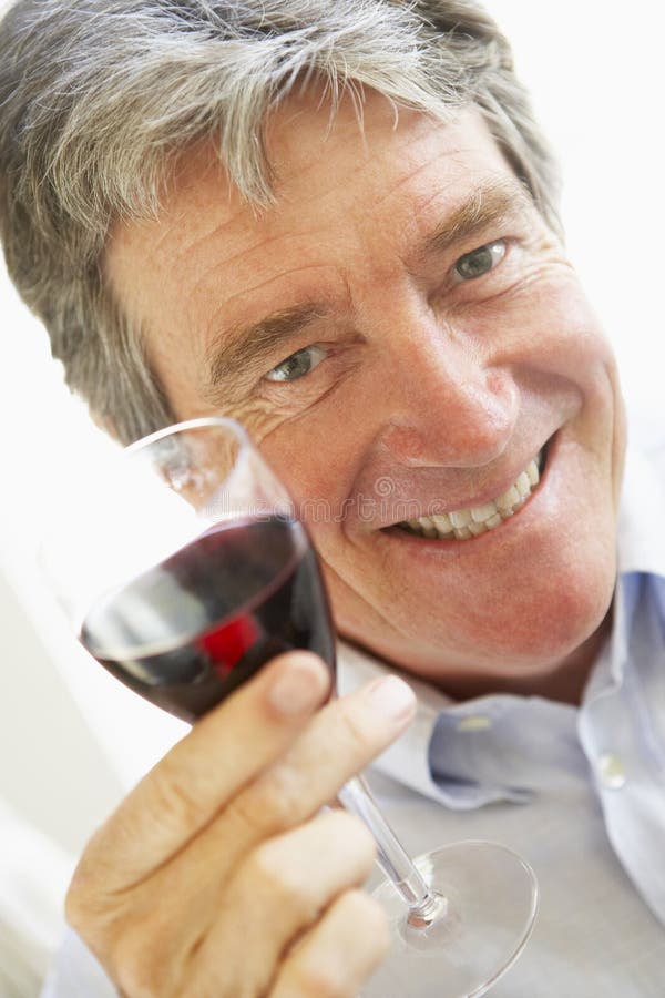 Man Drinking a Glass of Red Wine Stock Photo - Image of caucasian ...