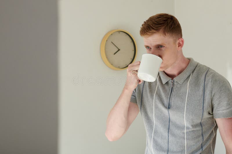 Man Drinking Morning Coffee Stock Image - Image of occupation, break ...