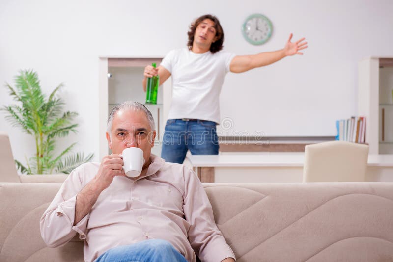 Man with Drinking Problem and the Family Stock Image - Image of ...