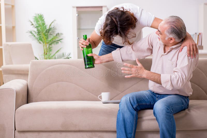 Man with Drinking Problem and the Family Stock Image - Image of arguing ...