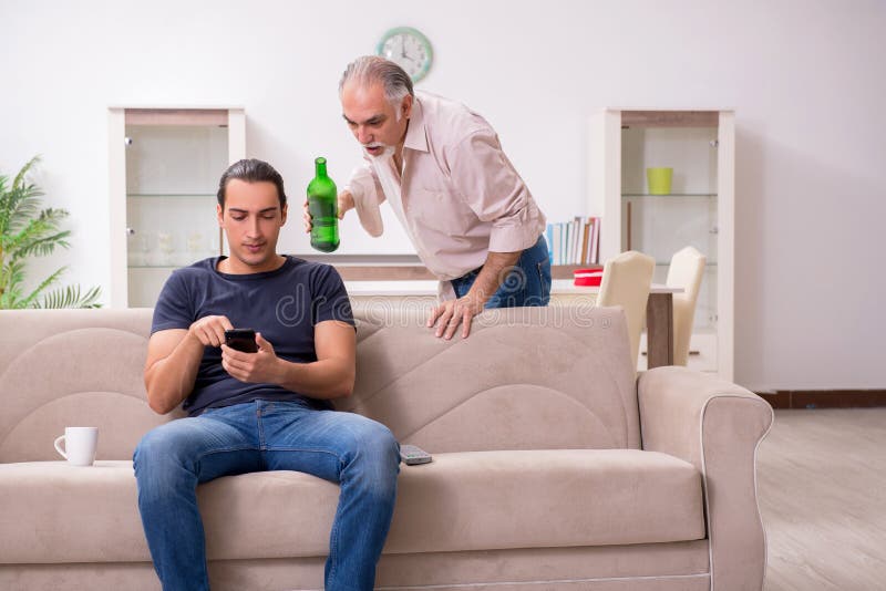Man with Drinking Problem and the Family Stock Photo - Image of father ...