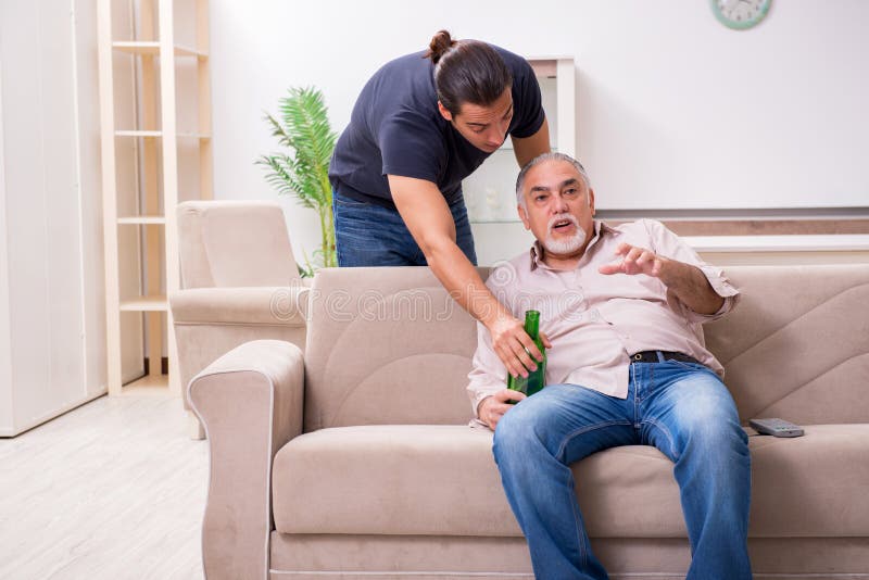 Man with Drinking Problem and the Family Stock Image - Image of heavy ...