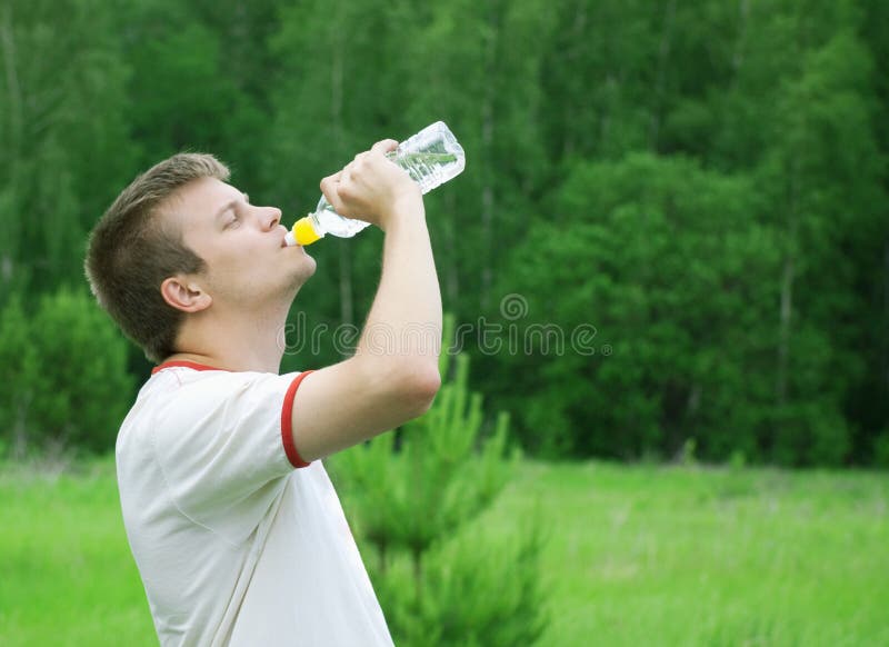 Man Drinking Water stock image. Image of outside, auqa - 209855