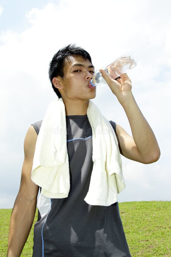 Man Drinking Water stock image. Image of outside, auqa - 209855