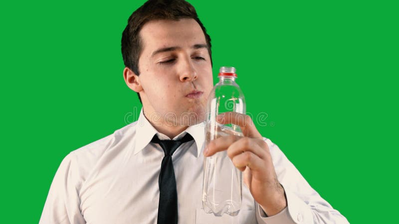 Man Drinking Water on Green Screen Stock Footage - Video of health ...