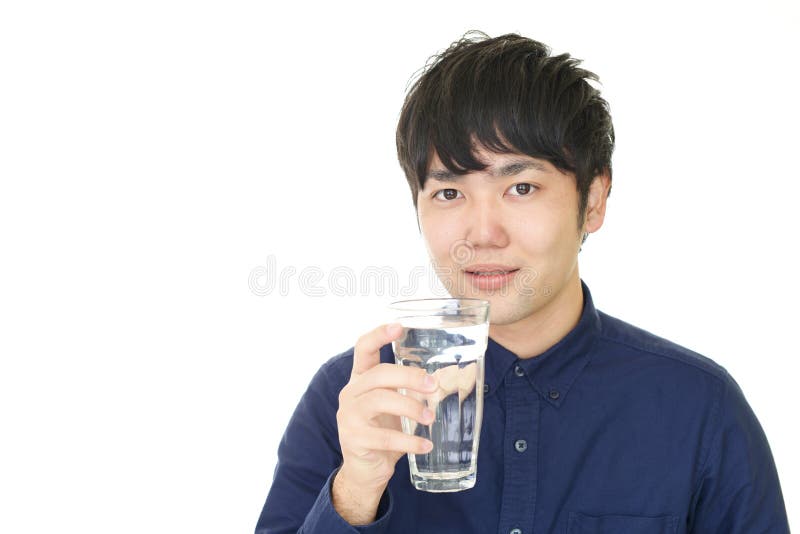 Man drinking water stock image. Image of dinner, happy - 127073825