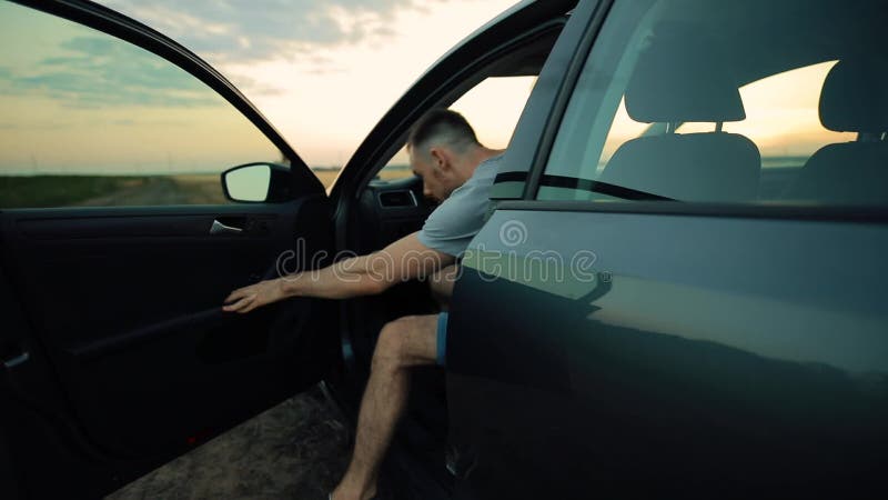 Man Driver Exit from His Car Stock Footage - Video of door, person ...