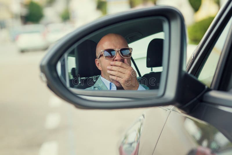 Man Driver Looking Shocked about To Make an Accident. Safe Trip Concept ...