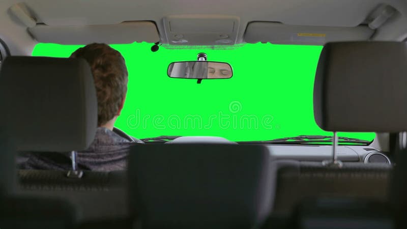 Red Leather Interior of Luxury Black Sport Car. Green Screen Footage ...