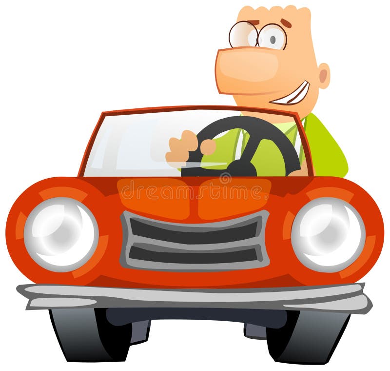 Cartoon Man Driving a Sports Car. Stock Vector - Illustration of ...
