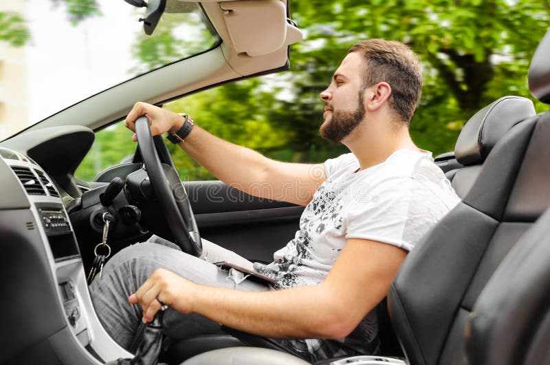 Man driving car stock photo. Image of driving, parking - 43086820