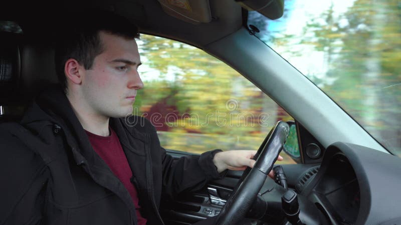 A Man is Driving a Car. Side View Stock Footage - Video of journey ...