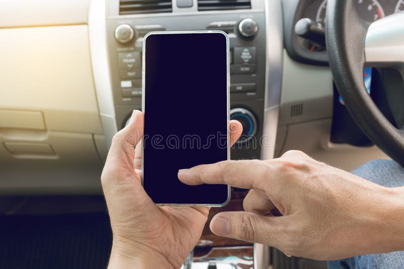 Man Driving Car and Using Mobile Phone Stock Image - Image of ...