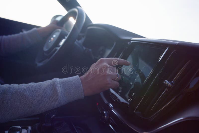 Man Driving Car Using Car Mode Phone Texting Message or Calling..Driver ...