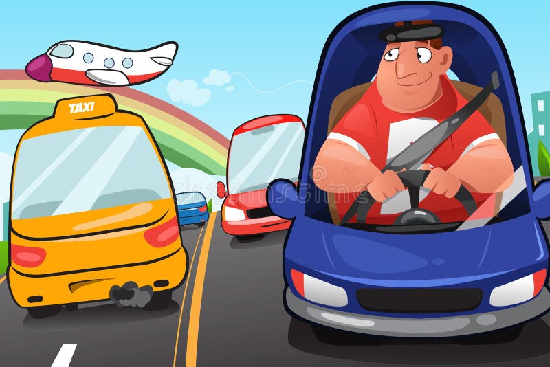 Man Driving a Car stock vector. Illustration of young - 66728543