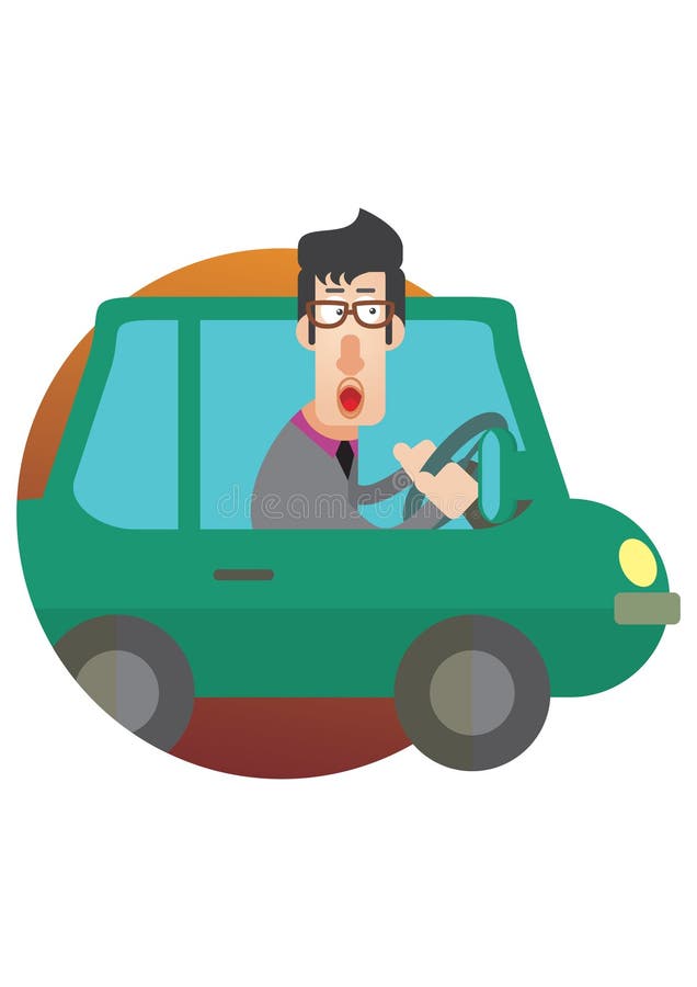 Man Driving a Car. Vector Illustration Decorative Design Stock Vector ...