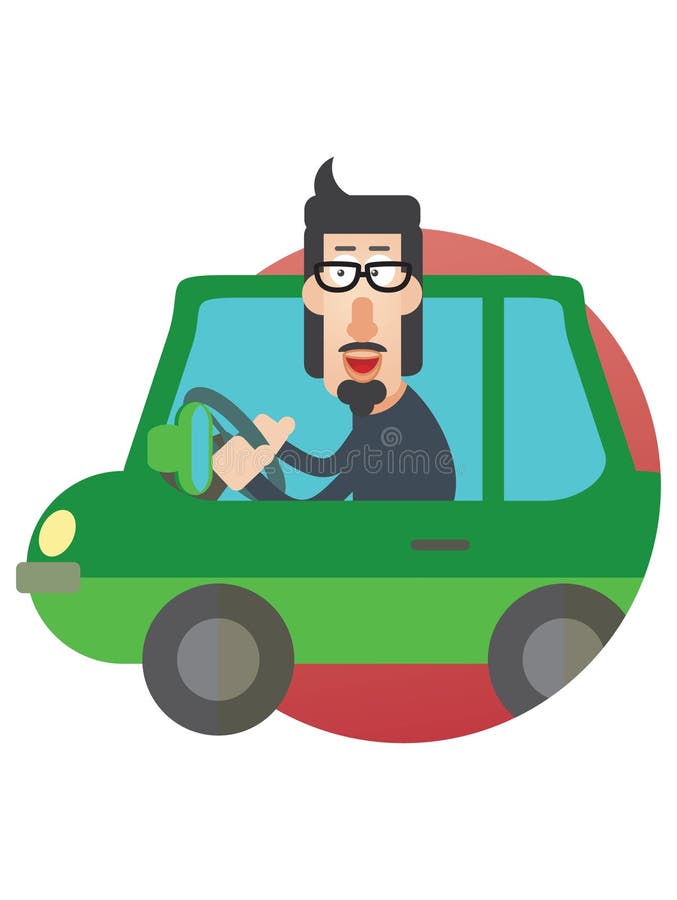 Man Driving a Car. Vector Illustration Decorative Design Stock Vector ...