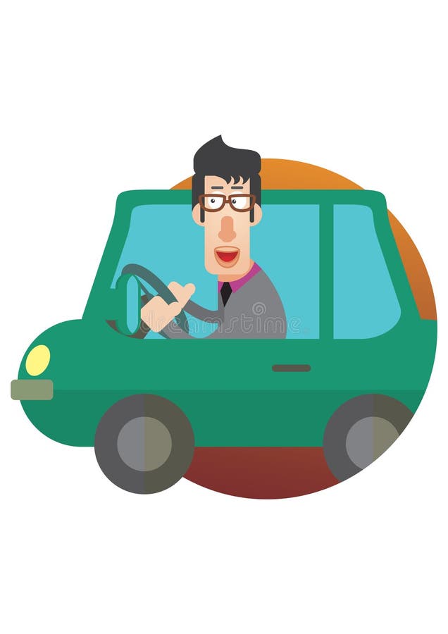 Man Driving a Car. Vector Illustration Decorative Design Stock Vector ...