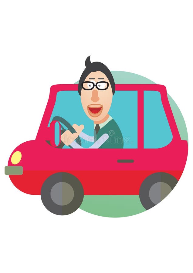 Man Driving a Car. Vector Illustration Decorative Design Stock Vector ...