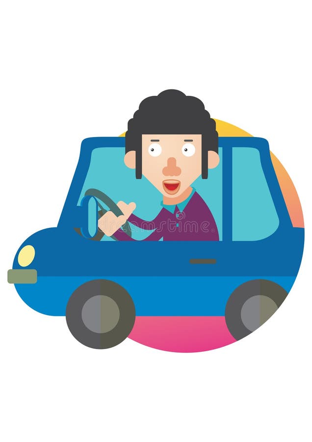 Man Driving a Car. Vector Illustration Decorative Design Stock Vector ...