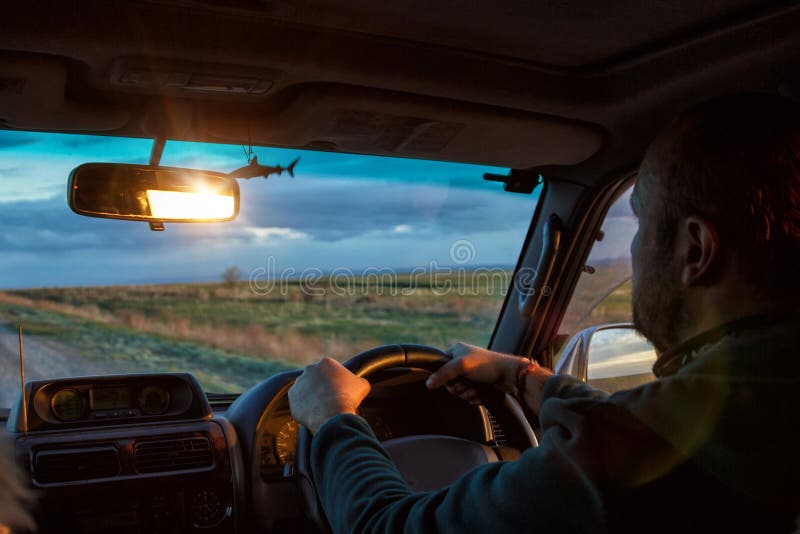 The Man Driving the Car, the View from Inside Stock Image - Image of ...