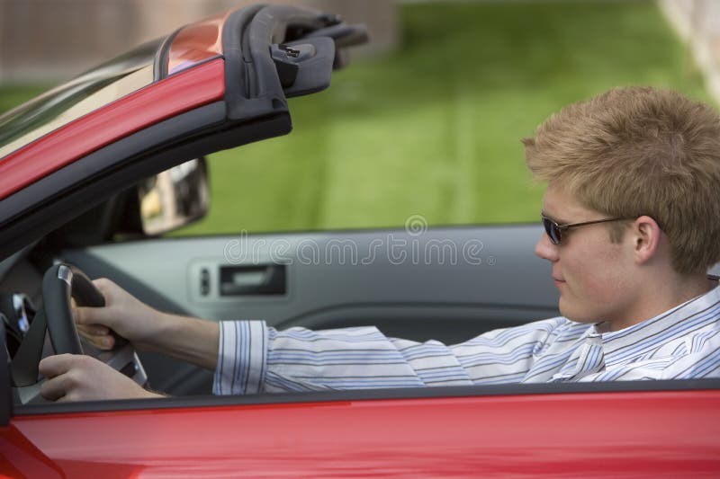 Man Driving Convertible Car Stock Photo - Image of driving, casual ...