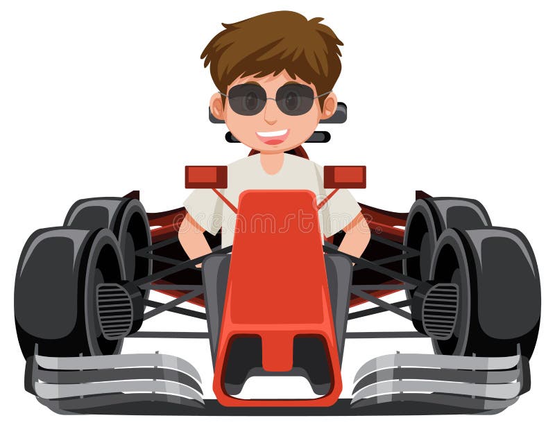 A Man Driving Formula One Racing Car Stock Vector - Illustration of ...