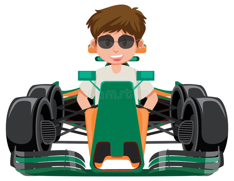 A Man Driving Formula One Racing Car Stock Vector - Illustration of ...