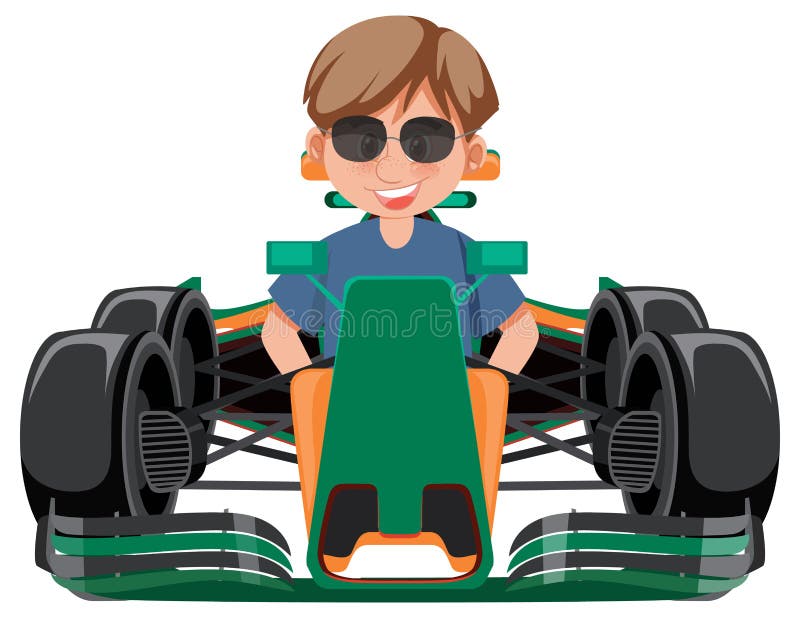 A Man Driving Formula One Racing Car Stock Vector - Illustration of ...