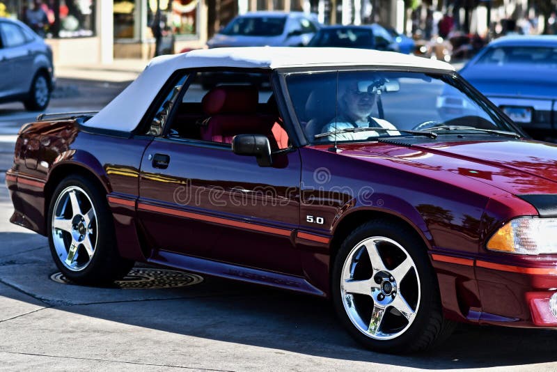 Man Driving His Shiny Maroon Vintage Car Editorial Stock Image - Image ...