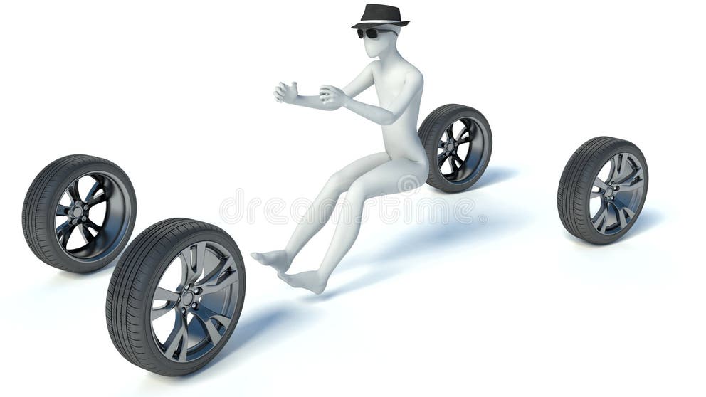 Man driving imaginary car stock illustration. Illustration of cartoon ...