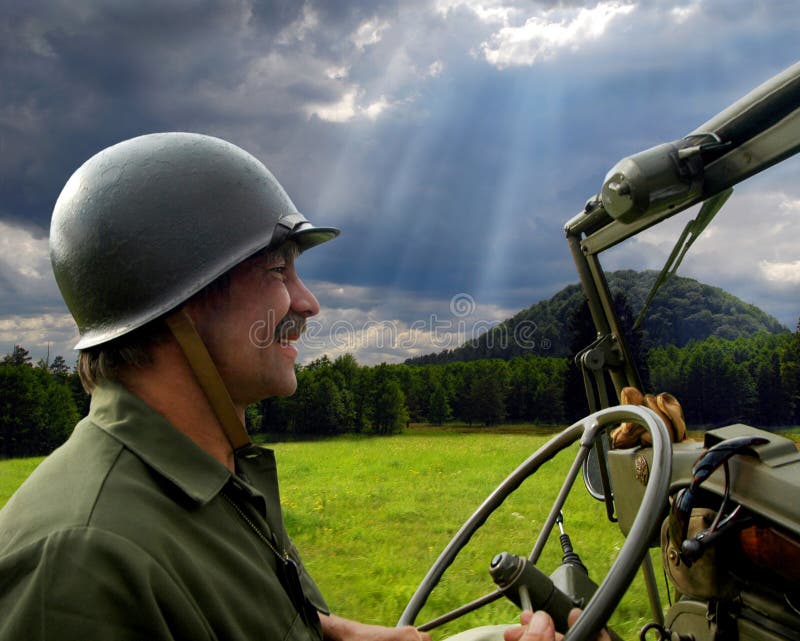 Man driving military jeep stock photo. Image of activities - 13698108