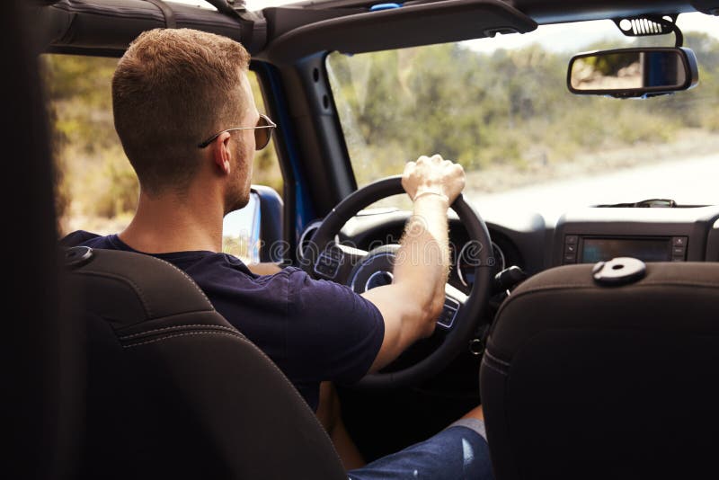 Man Driving Open Top Car on Country Road Stock Image - Image of food ...