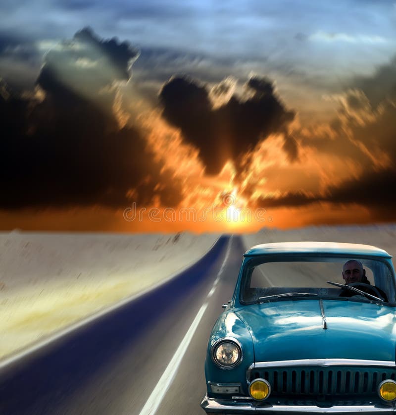 Man driving on retro car stock photo. Image of distant - 27900914