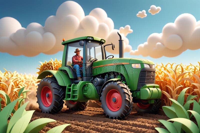 A Man is Driving a Tractor in a Field Stock Photo - Image of nature ...