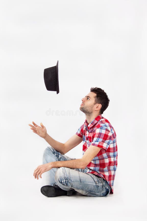 Man drop cap stock image. Image of handsome, jeans, model - 29436145