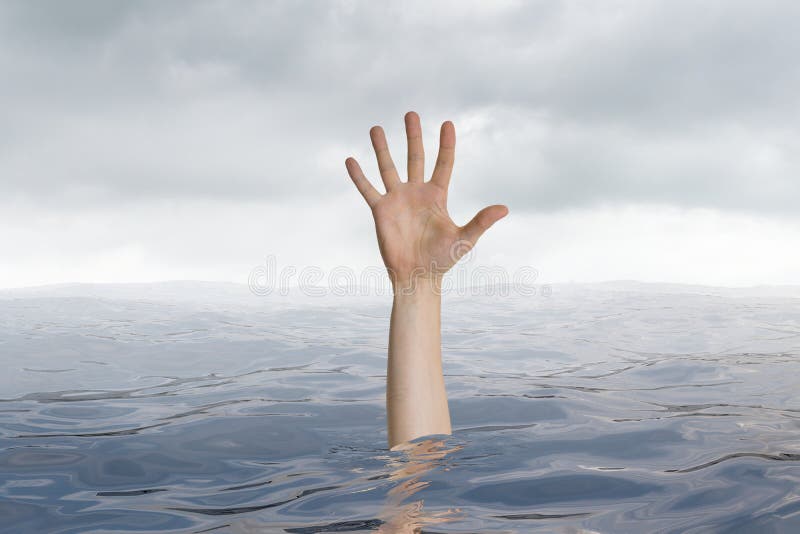 Man is Drowning in Ocean. only Hand is Visible Stock Image - Image of ...