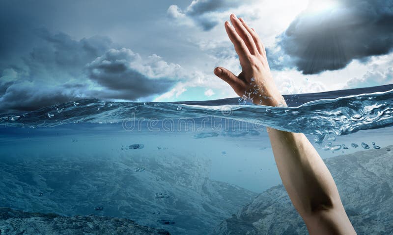 Hand of Person Drowning in Water Stock Image - Image of water, business ...