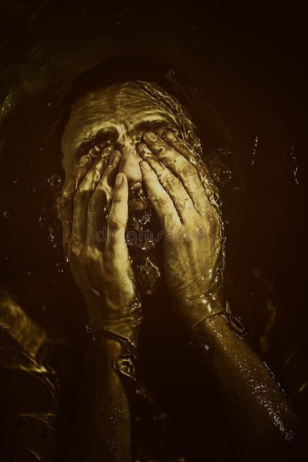 Man drowning in the water stock photo. Image of screaming - 63135534