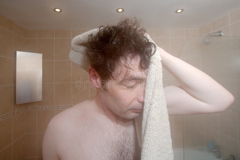 A Man Drying Himself stock image. Image of messy, towel - 11287241