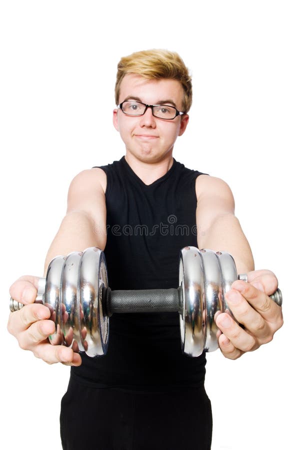 Man with dumbbells stock photo. Image of funny, biceps - 42589328