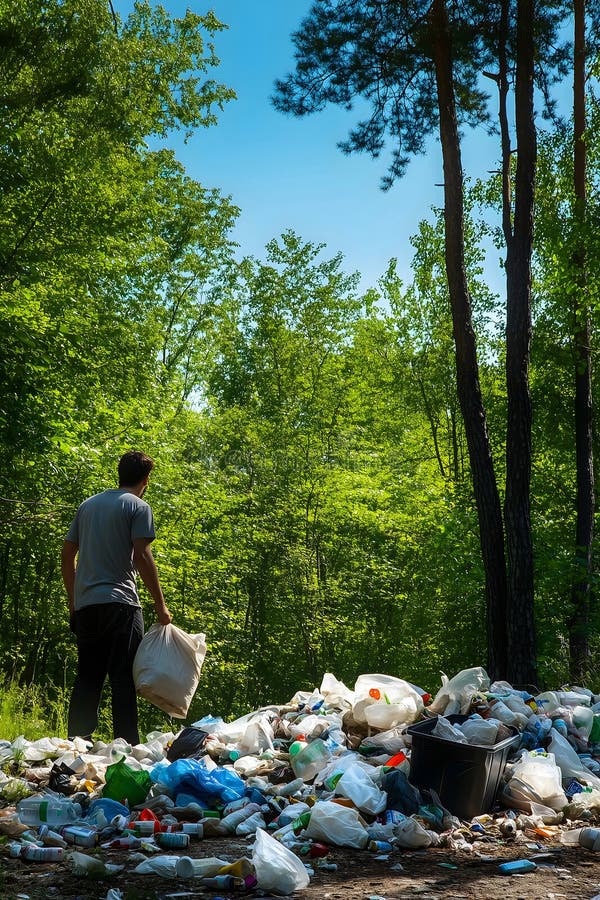 Man Dumping Trash into Nature Stock Illustration - Illustration of ...