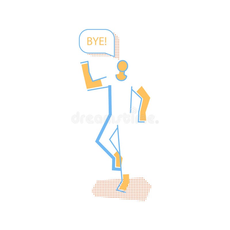 Man in Dynamic Pose with Bye Text in Dialog Speech Bubble Stock ...
