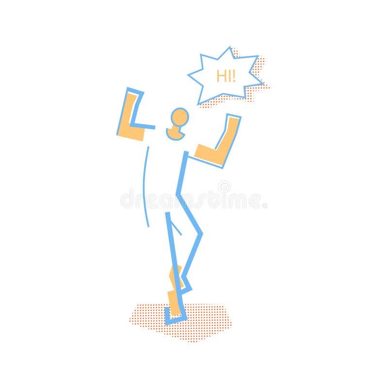 Man in Dynamic Pose with Hi Text in Dialog Speech Bubble Stock ...