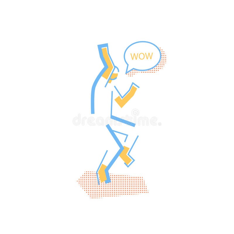 Man in Dynamic Pose with Wow Text in Dialog Speech Bubble Stock Vector ...