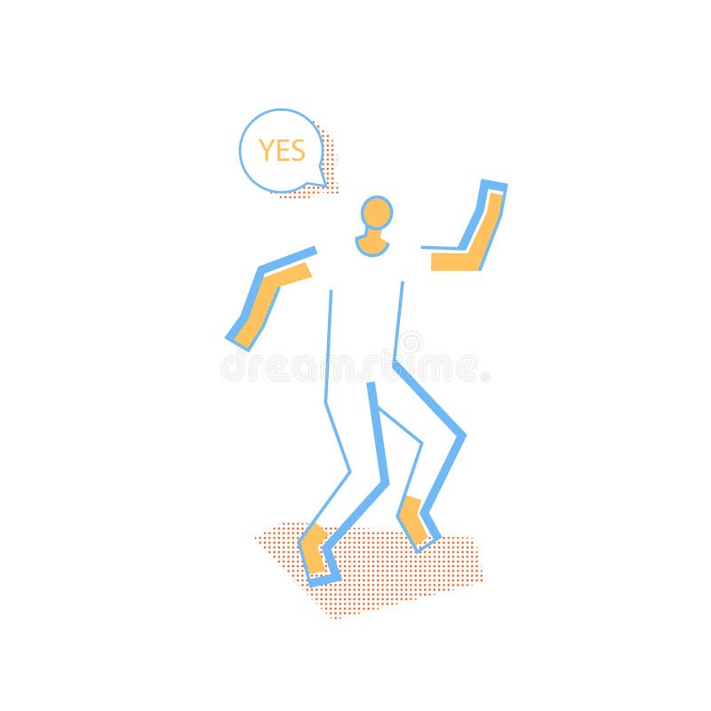 Man in Dynamic Pose with Yes Text in Dialog Speech Bubble Stock ...